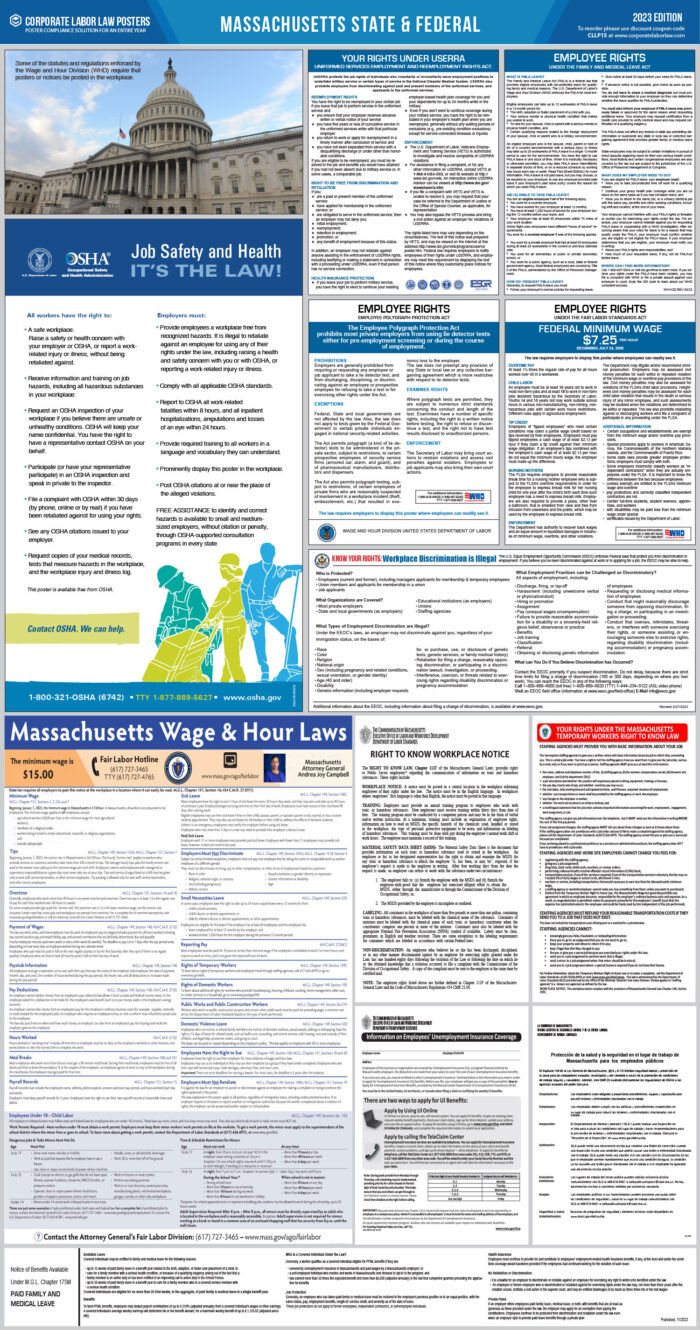 2023 Massachusetts Labor Law Poster - Corporate Labor Law Posters